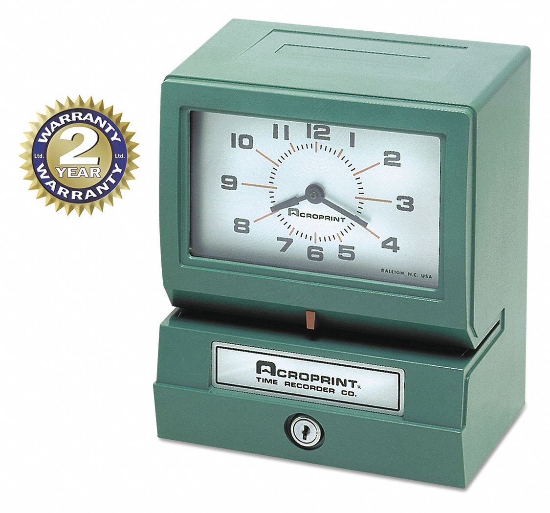 Automatic Print Time Clock,Green - Grainger