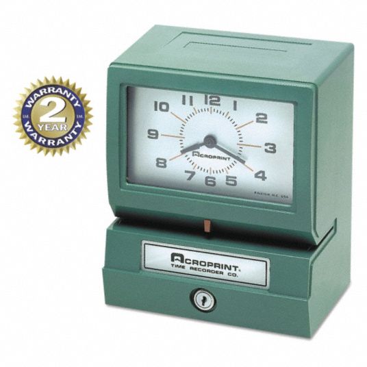 Automatic Print Time Clock,Green - Grainger