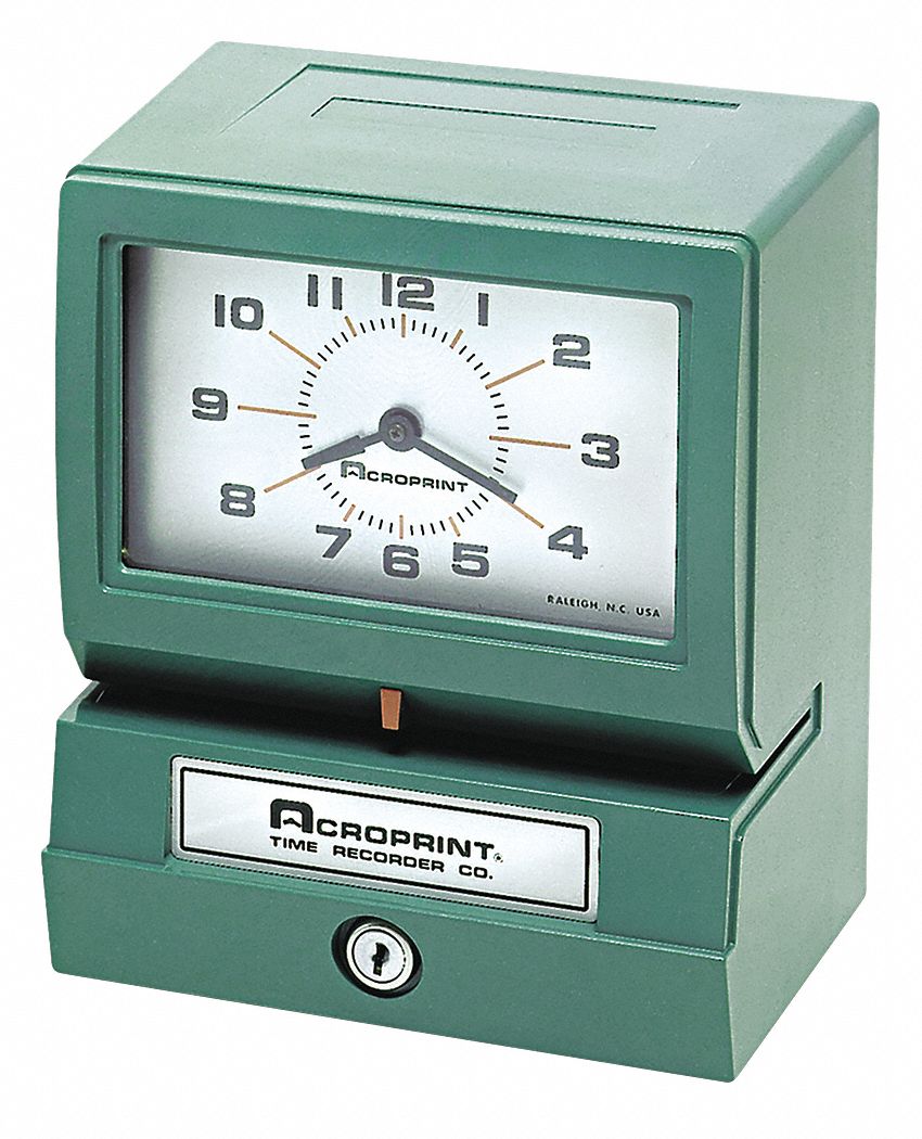 Electric Print Time Recorder,Green - Grainger