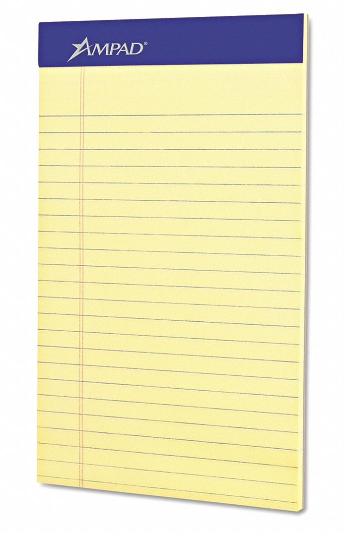 AMPAD, 12, PK, Perforated Legal Pad,8"X5",Canary,PK12 - 44NY25|20-204 ...