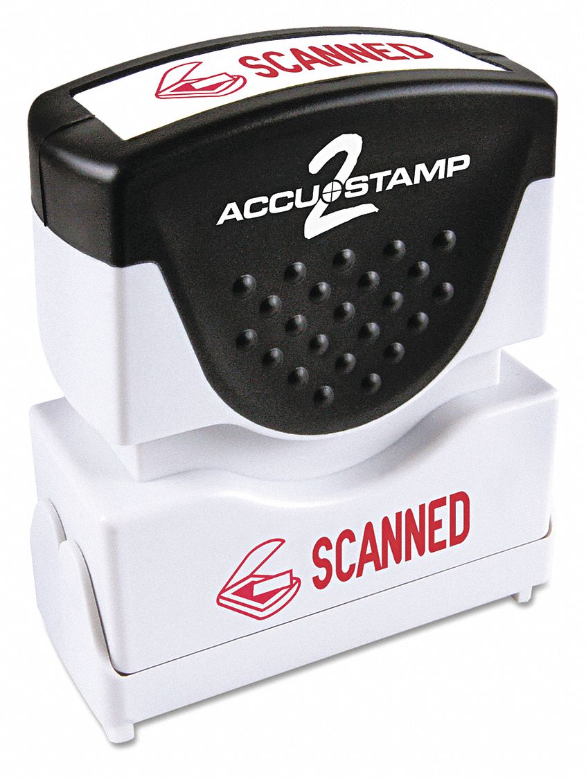 ACCUSTAMP2, Stamp,Red,Scanned,1-5/8"x1/2" - 44NW38|035605 - Grainger