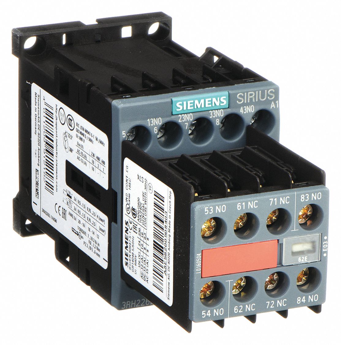 SIEMENS, DIN-Rail & Surface Relay Mounting, 120V AC Coil Volt, IEC ...
