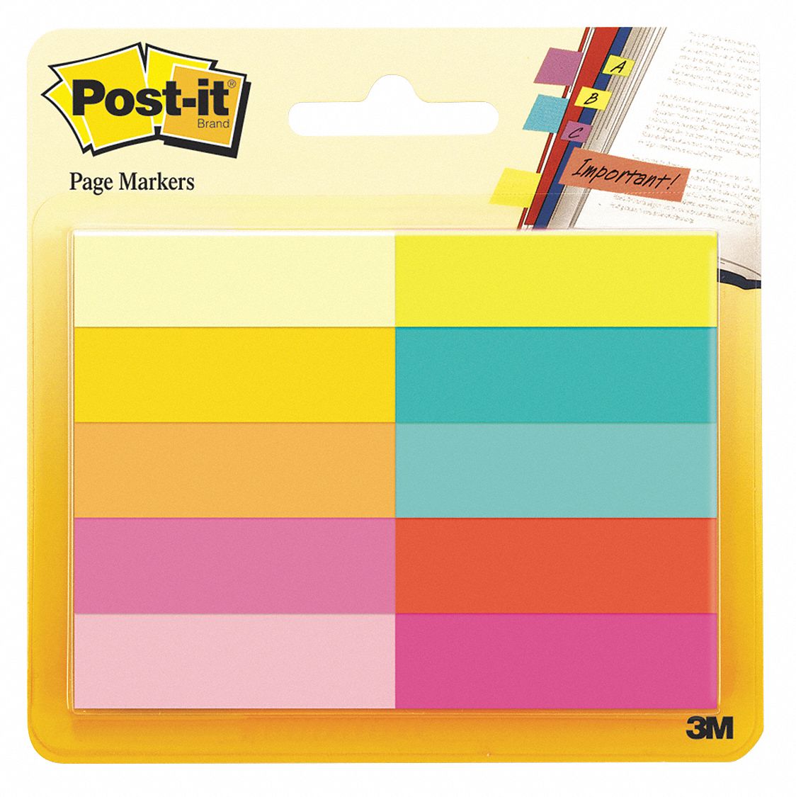 POST-IT, Flag,PageMarker,Bright,10,Ast,PK500 - 44PA31|670-10AB - Grainger