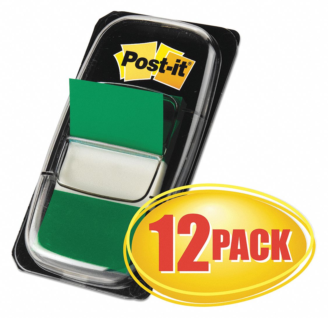 POST-IT, Flag,50Fl/Dsp,12Dsp/Bx,Green,PK6 - 44PA49|680-GN12 - Grainger