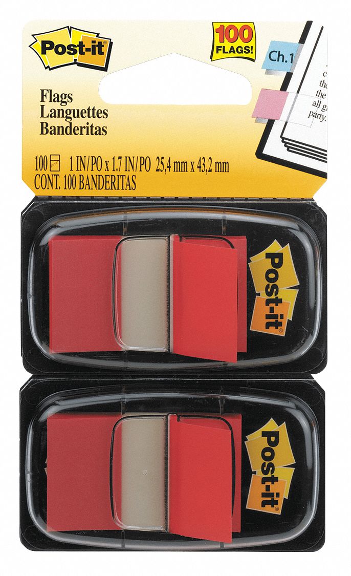POST-IT, Red, Std, Page Flags - 44PA64|680-RD2 - Grainger