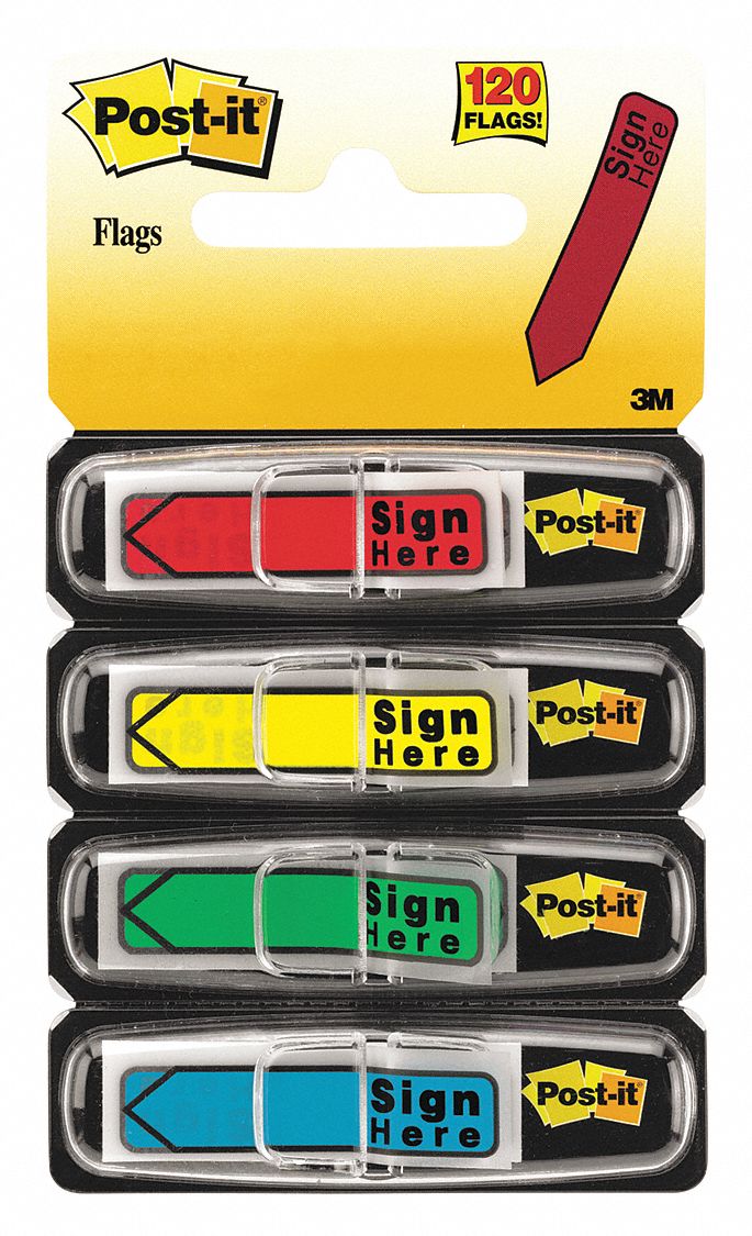 POST-IT, Flag,Sign Here,Assorted,PK120 - 44PA88|684SH - Grainger