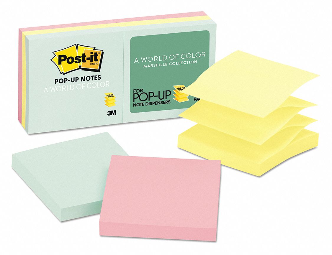 POST-IT, Note,Pop Up 3"x3",Ast,PK6 - 44PC66|R330AP - Grainger