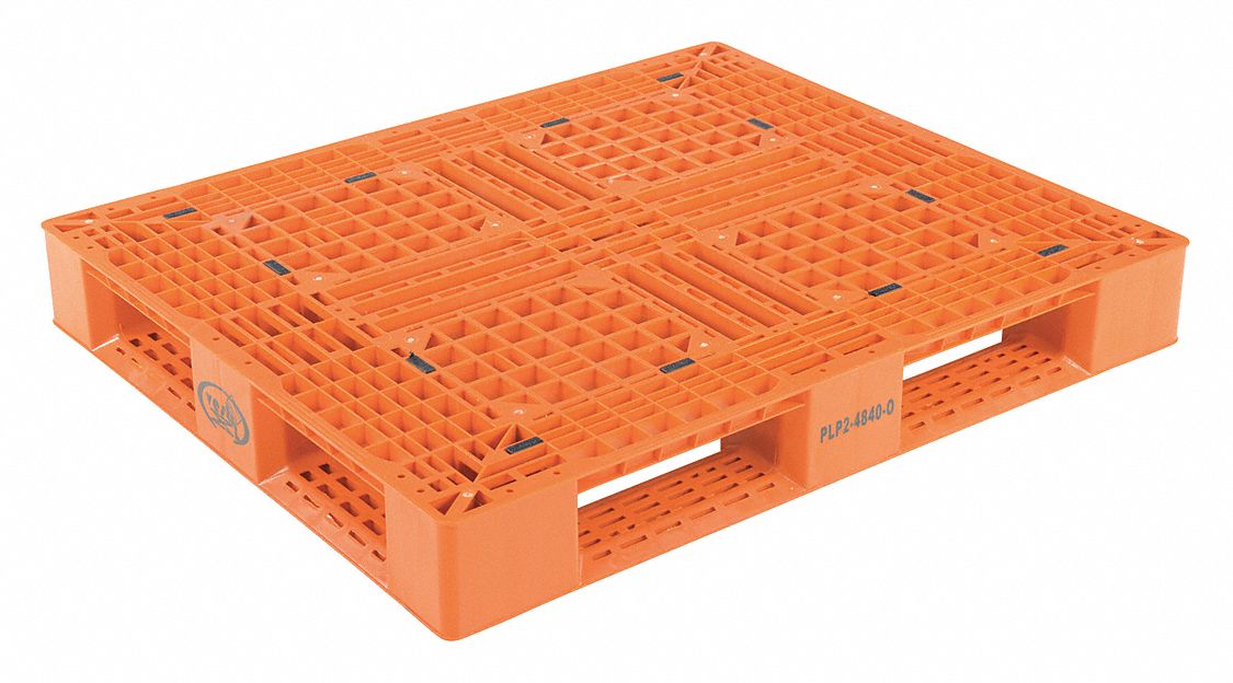 VESTIL, 47 3/8 in Lg, 39 1/2 in Wd, Orange Plastic Pallet,6000 lb.,47-3 ...