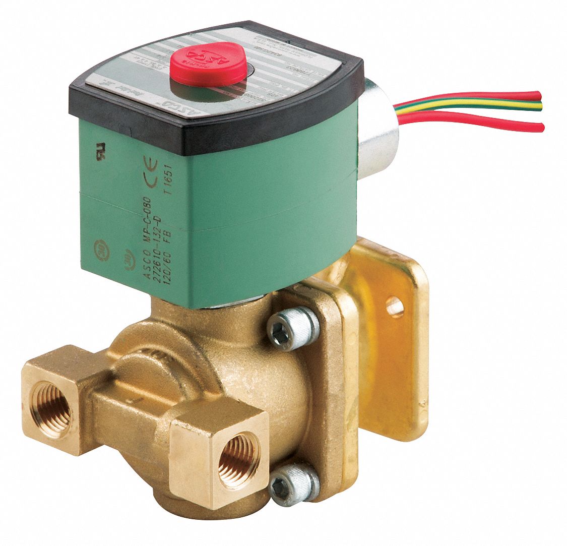 REDHAT 120V AC Brass Solenoid Valve, 1/4" Pipe Size - 44U303|8342G501 ...