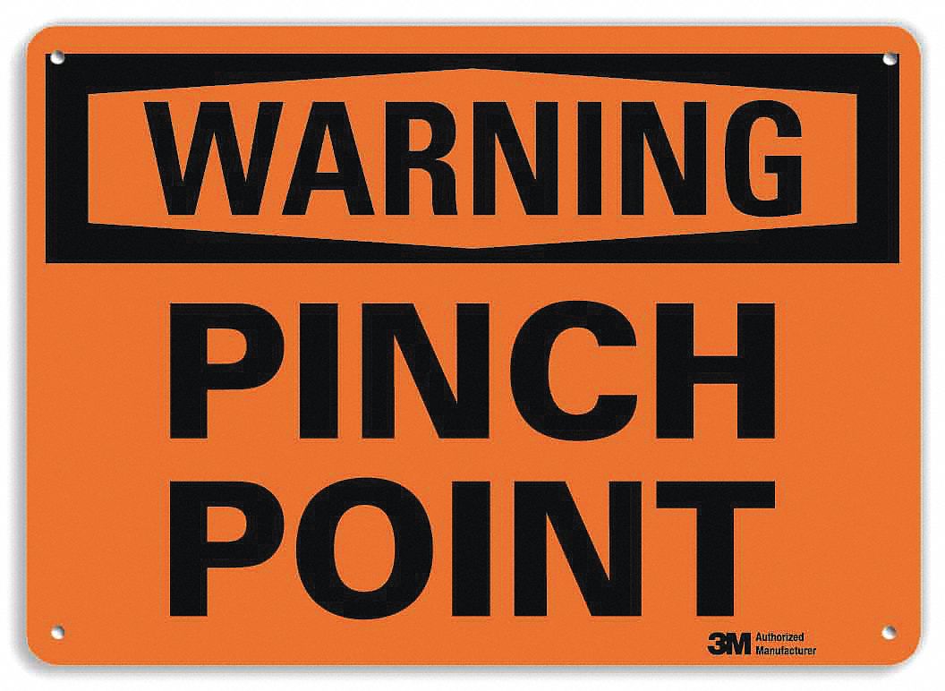 Caution Sign, Pinch Point, Header Warning, Rectangle, 10 in Height, 14 ...