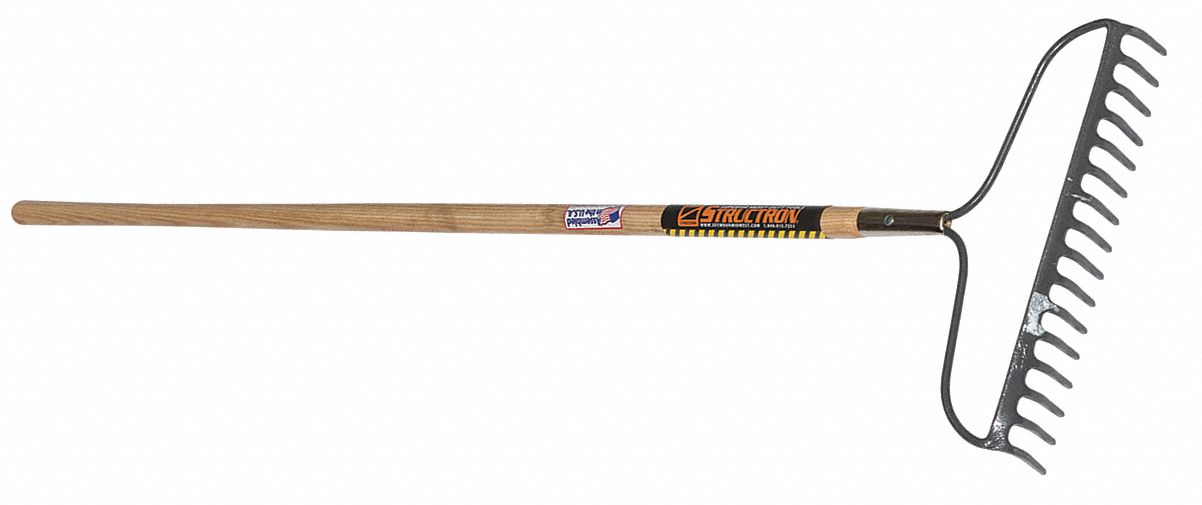 SEYMOUR MIDWEST STRUCTRON, Steel, Wood Handle, Bow Rake,16 Tine,60 ...