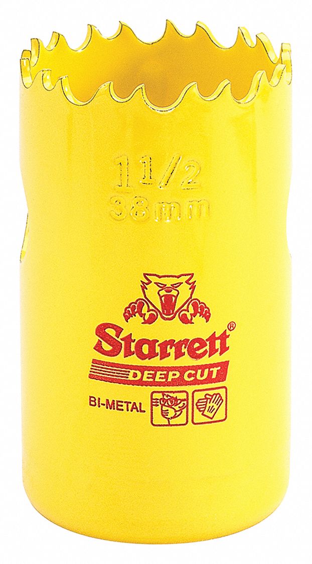 STARRETT BI-METAL DEEP CUT HOLE SAW, 1½ IN DIAMETER, 38MM, 2 IN CUTTING ...