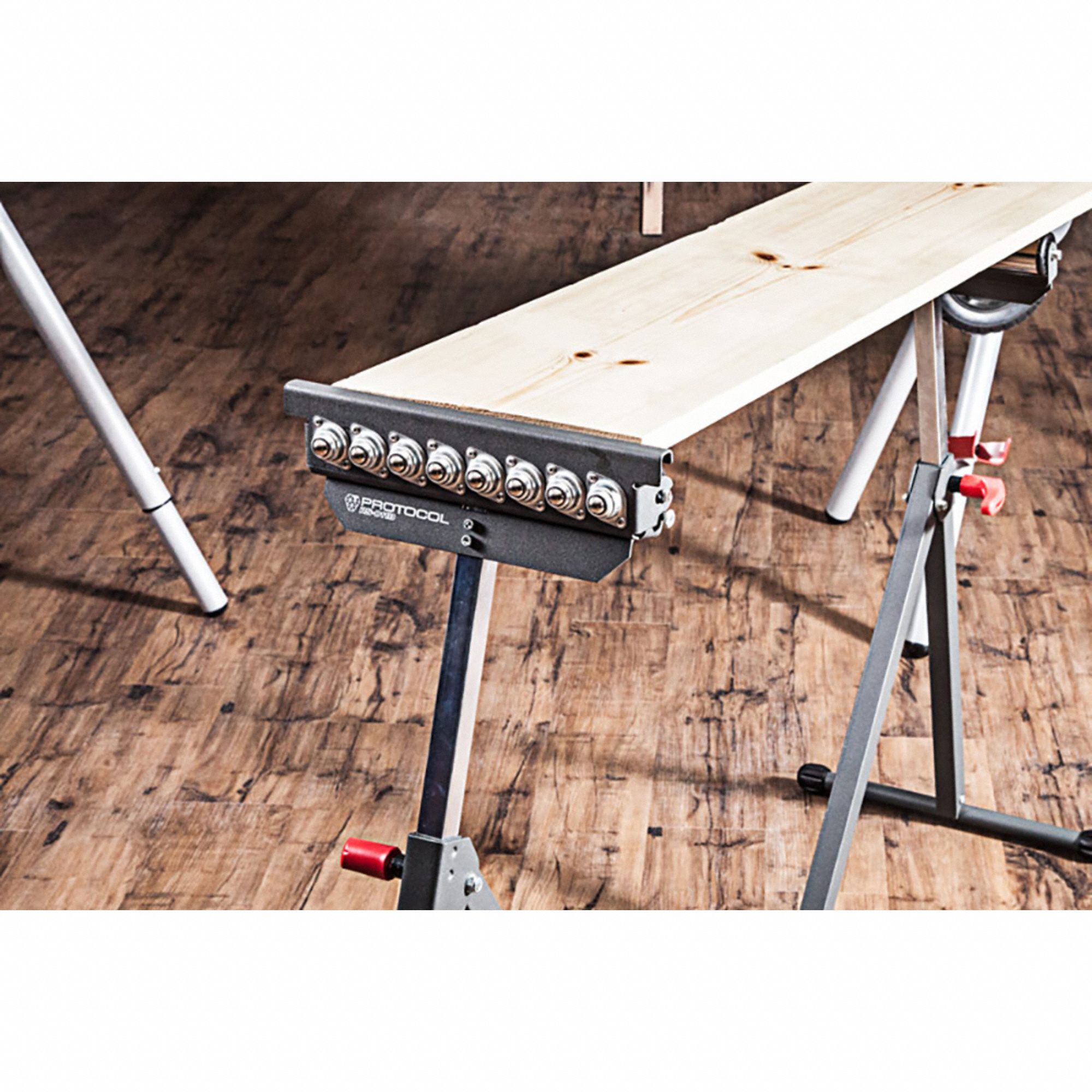 PROTOCOL Convertible Material Support Stand: 11 1/2 in Roller Wd, 28 in ...