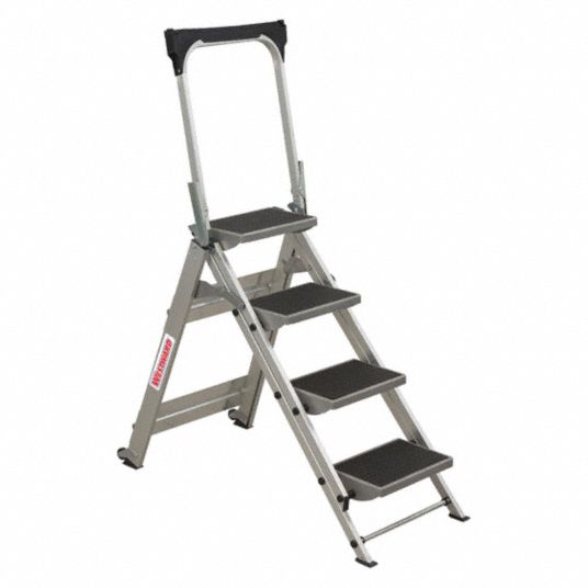 WESTWARD, 4 Steps, 4.6 ft Overall Ht, Step Stool - 44YY14|44YY14 - Grainger