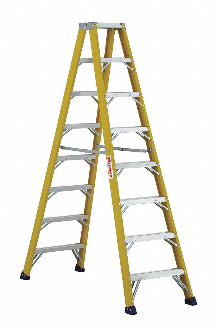 WESTWARD, 8 ft Ladder Size, Fiberglass, Twin Stepladder - 44YY16|44YY16 ...