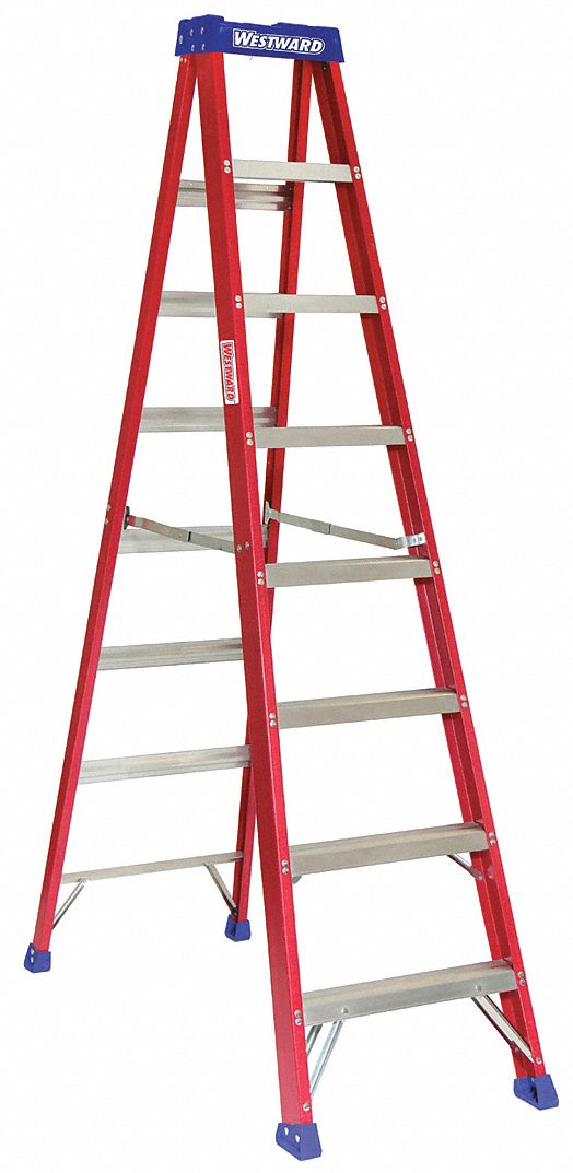 WESTWARD, 8 ft Ladder Size, Fiberglass, Stepladder - 44YY29|44YY29 ...