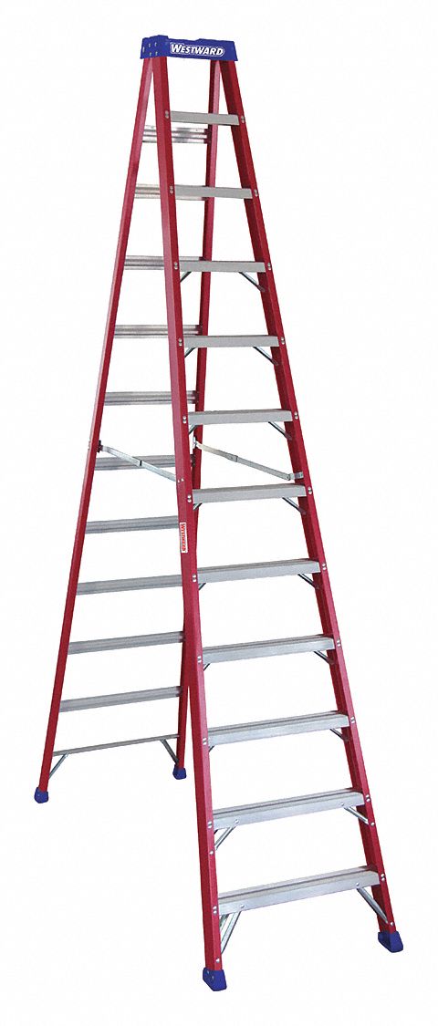 WESTWARD, 12 ft Ladder Size, Fiberglass, Stepladder - 44YY30|44YY30 ...