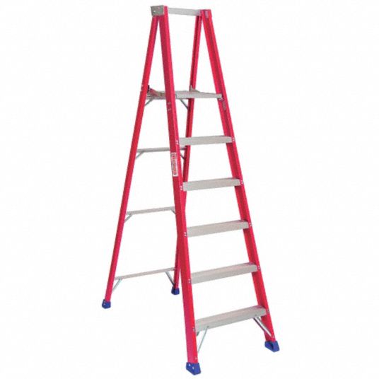 WESTWARD, Fiberglass, 300 lb Load Capacity, Platform Stepladder ...