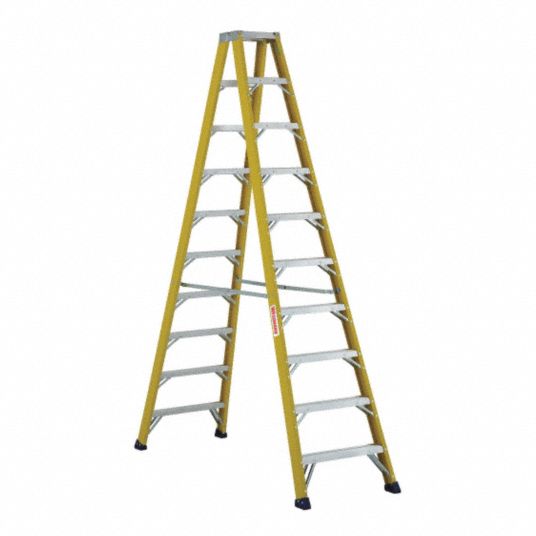WESTWARD, 10 ft Ladder Size, Fiberglass, Twin Stepladder - 44YY42 ...