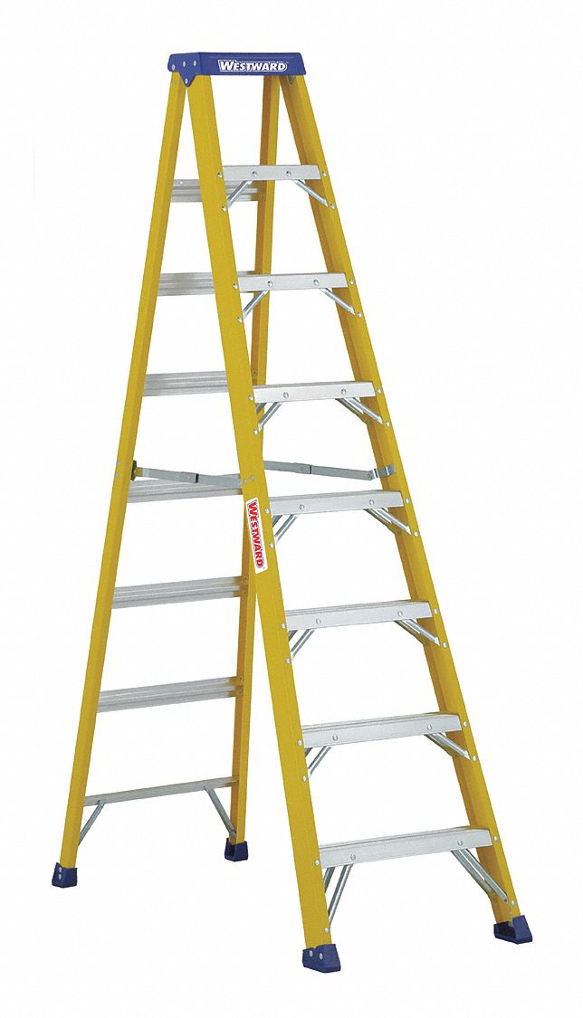 WESTWARD, 8 ft Ladder Size, Fiberglass, Stepladder - 44YY47|44YY47 ...