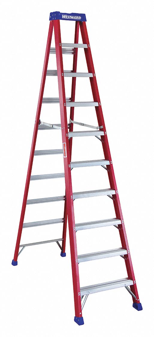 WESTWARD, 10 ft Ladder Size, Fiberglass, Stepladder - 44YY61|44YY61 ...