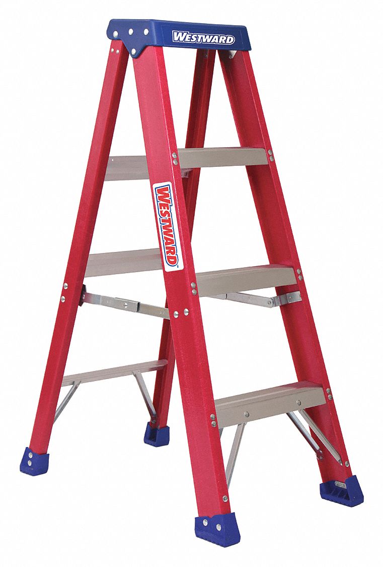 WESTWARD, 4 ft Ladder Size, Fiberglass, Stepladder - 44YY63|44YY63 ...