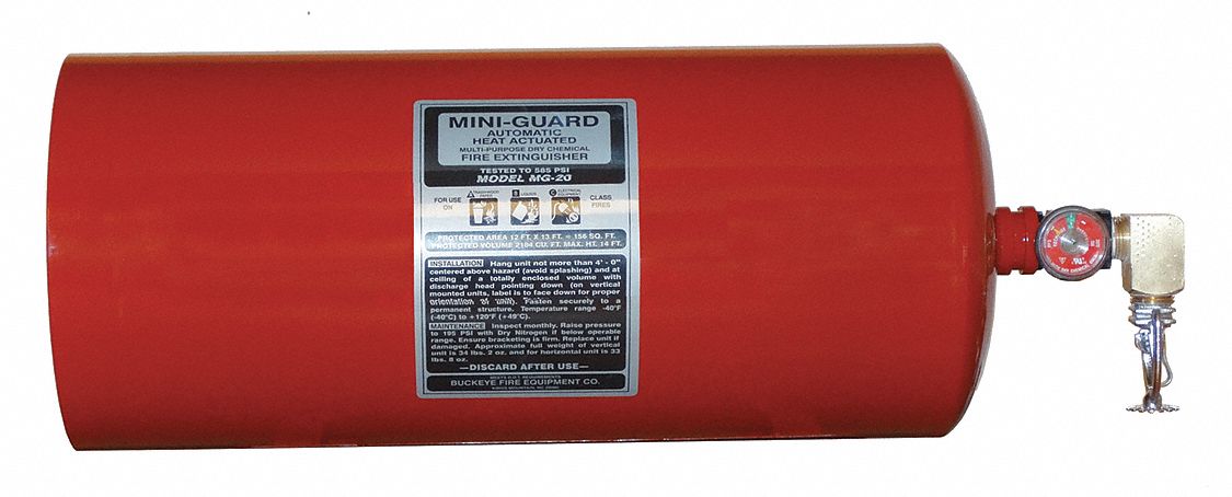 BUCKEYE, 20 lb Extinguisher Capacity, A:B:C, Automatic Spot Protection ...