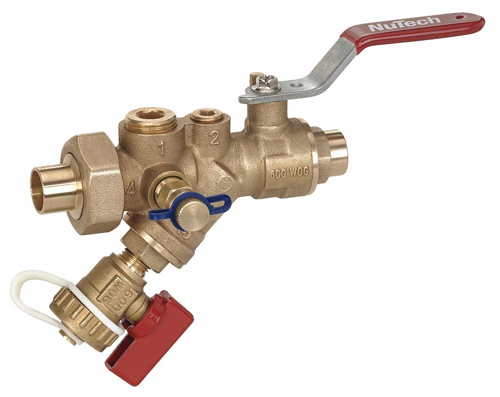 NUTECH Combination Strainer/Ball Valve: 3/4 in Pipe Size, Sweat x Sweat ... NUTECH Combination Strainer/Ball Valve: 3/4 in Pipe Size, Sweat x Sweat ...