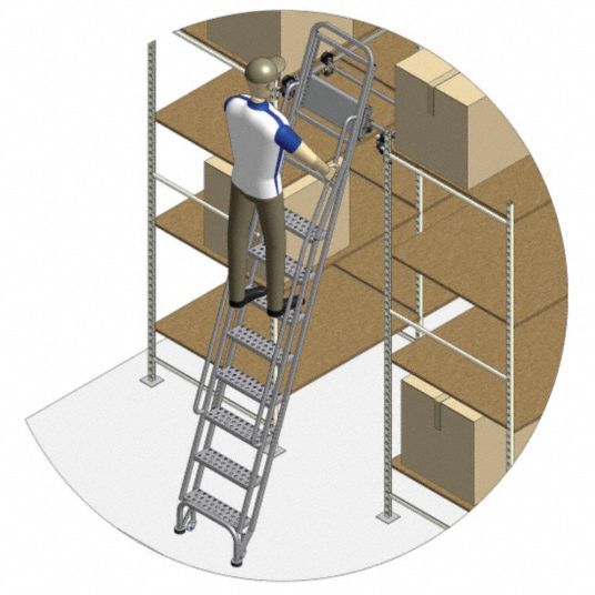 COTTERMAN Stationary Dual Track Ladder, 120 in Top Step Height ...