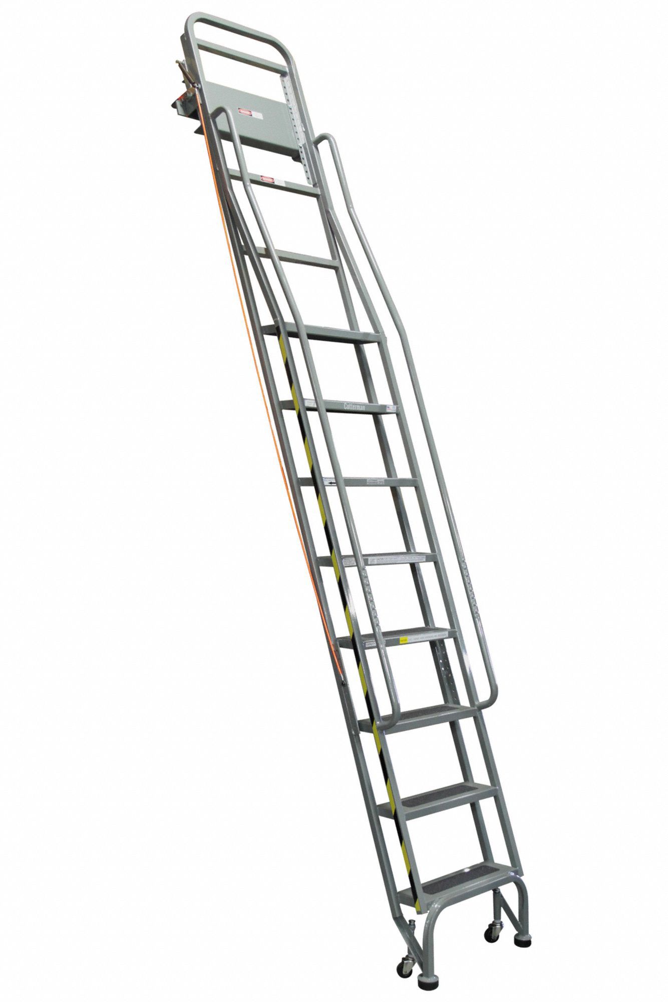 COTTERMAN Stationary Dual Track Ladder: 105 in to 115 in, 80 in Top ...