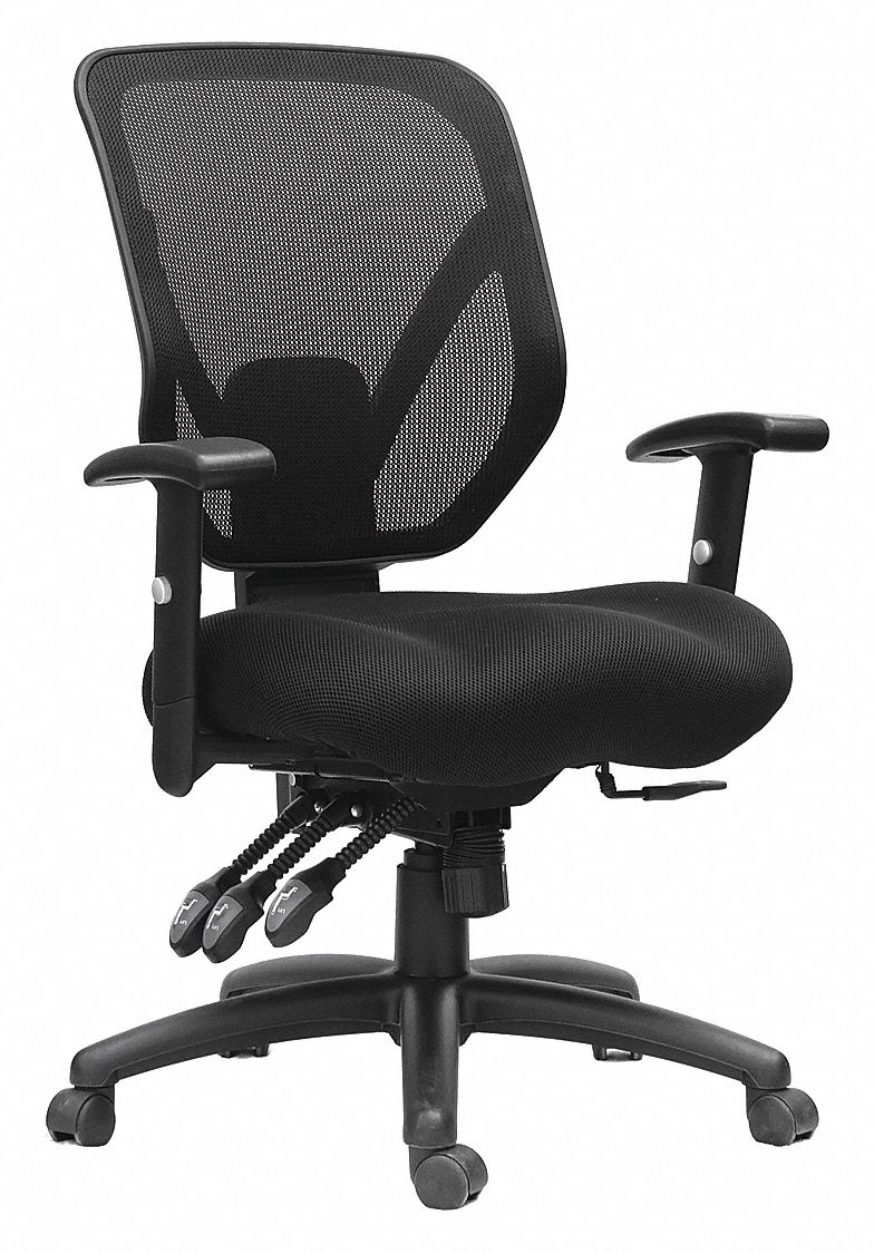 Task Chair, Task Chair, Black, Mesh, 19 in to 34 in Nominal Seat Height ...