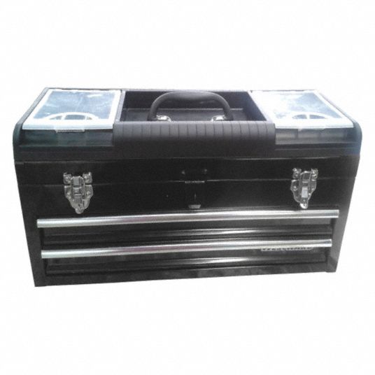 Plastic, Steel, Portable Tool Box, 20 1/2 in Overall Width, 8 19/32 in ...