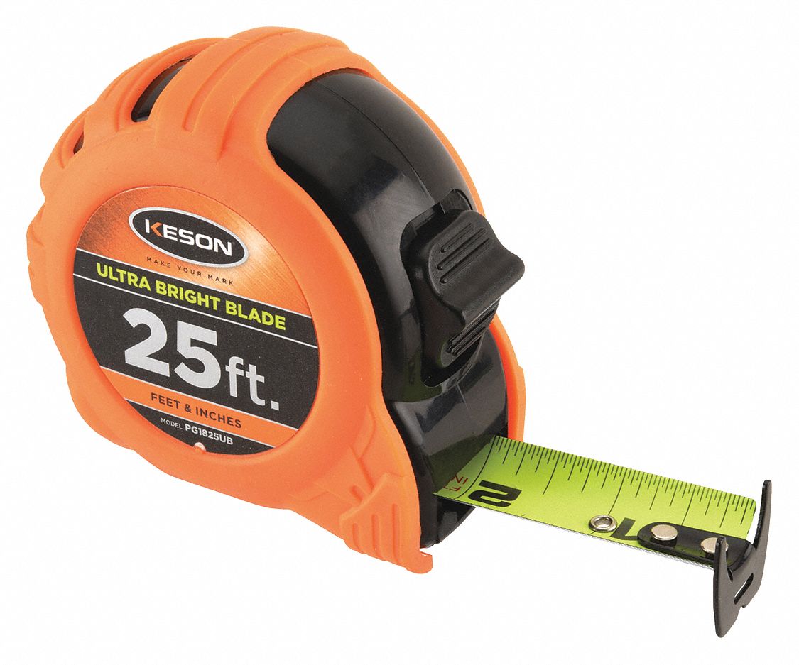 KESON, Inch, Nonmagnetic Double Hook Tip, Tape Measure - 44ZK03 ...