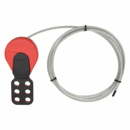 Cable Lockout, Vinyl, 6 ft, Hasp Cable Lockout Style - Grainger