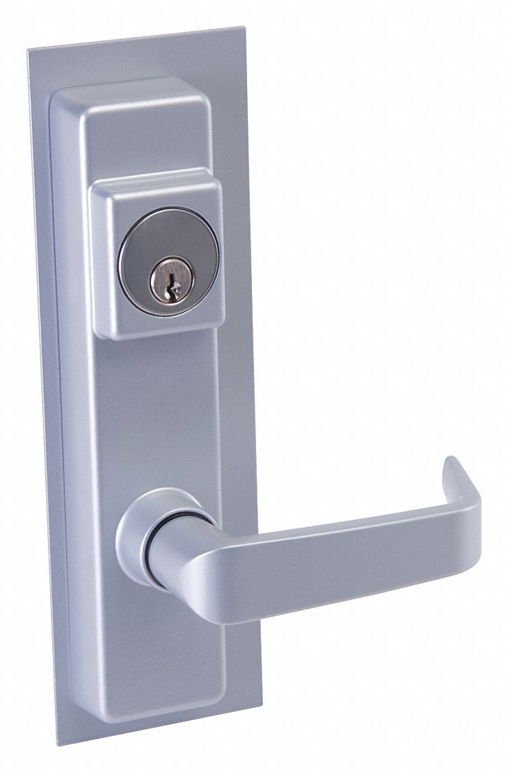 DETEX, 48 in Max Door Wd, Aluminum, Mechanical Exit Device Trim ...