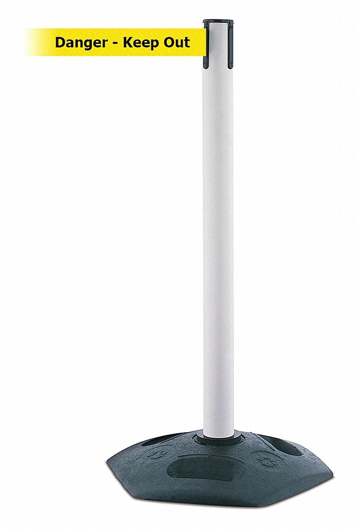 TENSABARRIER, Yellow, Danger Keep Out, Barrier Post with Belt - 44ZV53 ...