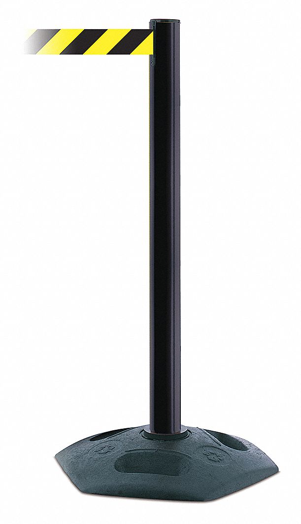 TENSABARRIER, Black/Yellow, Chevron, Barrier Post with Belt - 44ZV69 ...