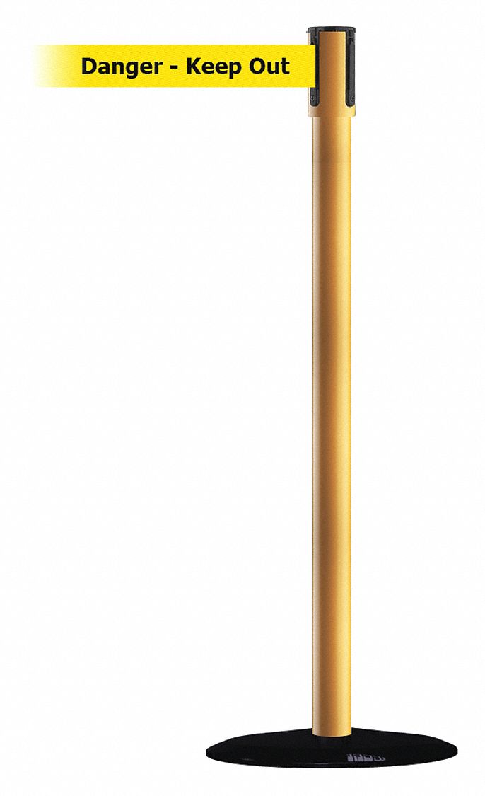 TENSABARRIER, Yellow, Danger Keep Out, Barrier Post with Belt - 44ZV98 ...