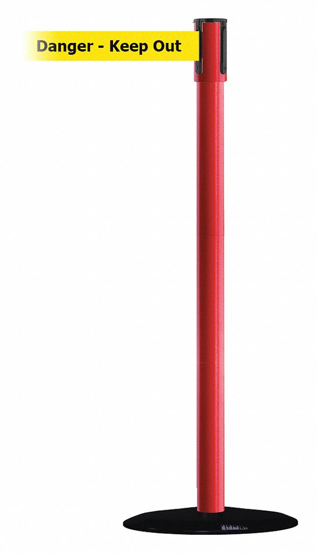 TENSABARRIER, Yellow, Danger Keep Out, Barrier Post with Belt - 44ZW05 ...