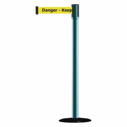 TENSABARRIER, Yellow, Danger Keep Out, Barrier Post with Belt - 44ZX08 ...