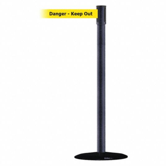 TENSABARRIER, Yellow, Danger Keep Out, Barrier Post with Belt - 44ZX26 ...