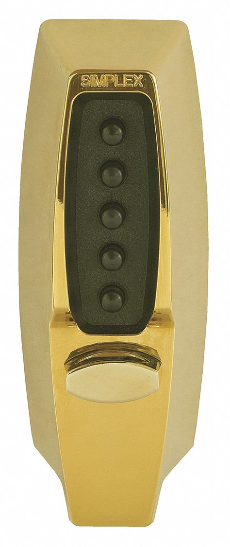 KABA SIMPLEX, Brass, Mechanical Push Button Lockset - 44ZY25|7102-03-41 ...