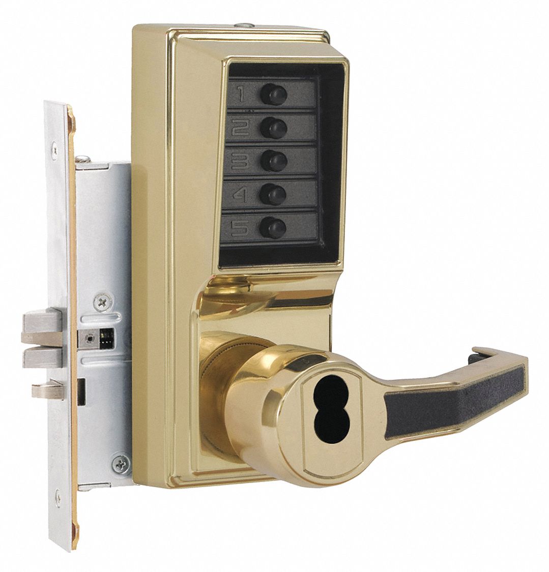 KABA SIMPLEX, ADA Compliant, Brass, Mechanical Push Button Lockset ...