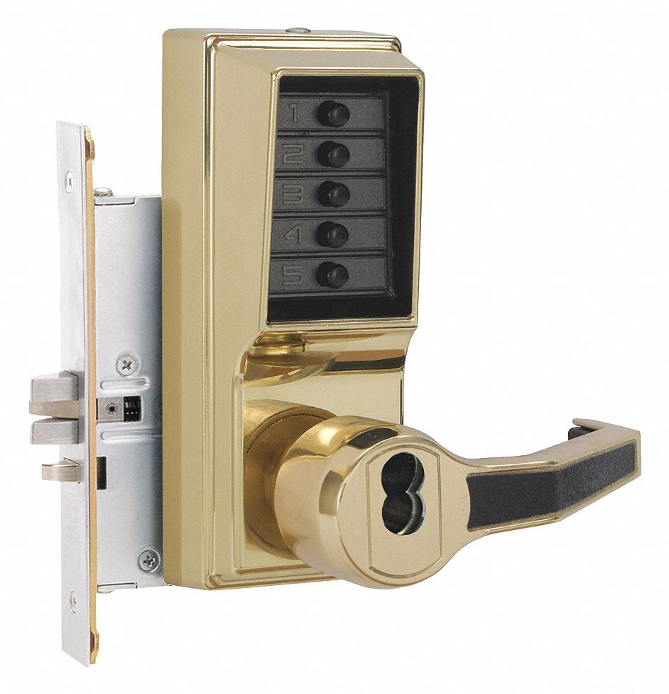KABA SIMPLEX, ADA Compliant, Brass, Mechanical Push Button Lockset ...