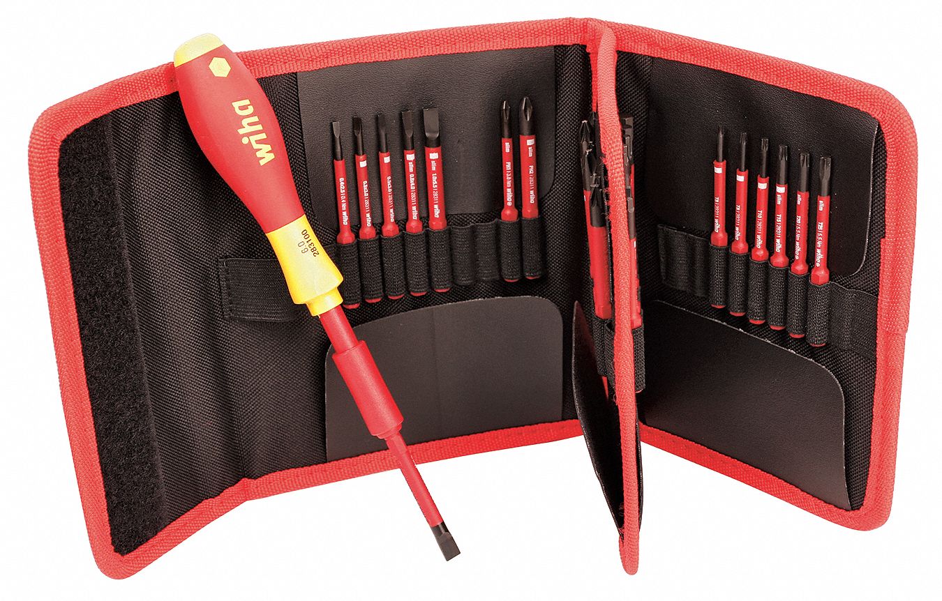 WIHA, 29 Tips, Ergonomic Grip, Electricians Tool Kit - 450G64|28399 ...