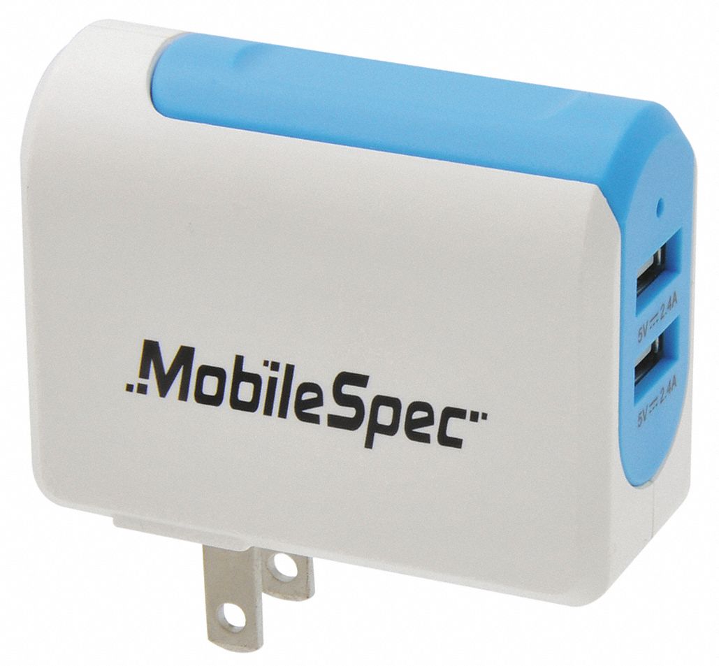 MOBILESPEC, 120V AC, 2 Output Connectors, USB Wall Outlet Charger ...