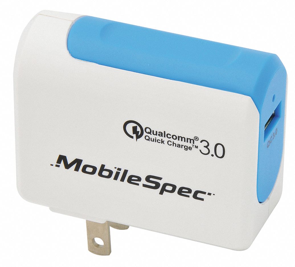 MOBILESPEC, 120V AC, 1 Output Connectors, USB Wall Outlet Charger ...