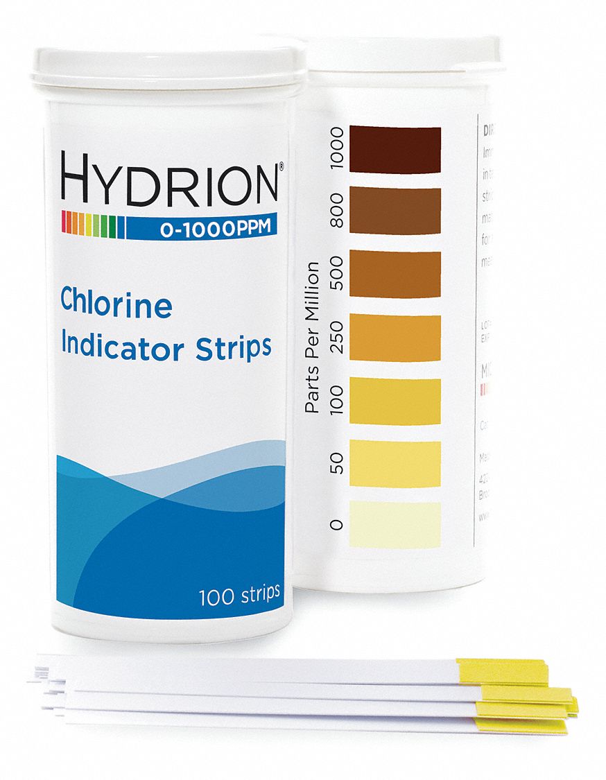 HYDRION, 0 to 1,000 ppm Free Chlorine, Free Chlorine, Test Strips ...