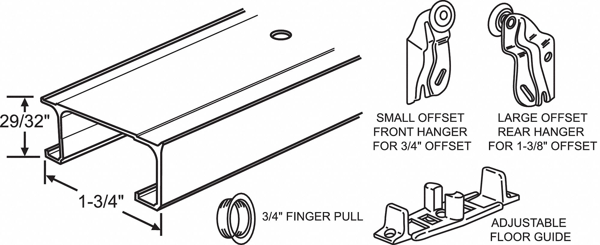 36 in Lg, 29/32 in Ht, Track Set - 451J48|7048HU - Grainger
