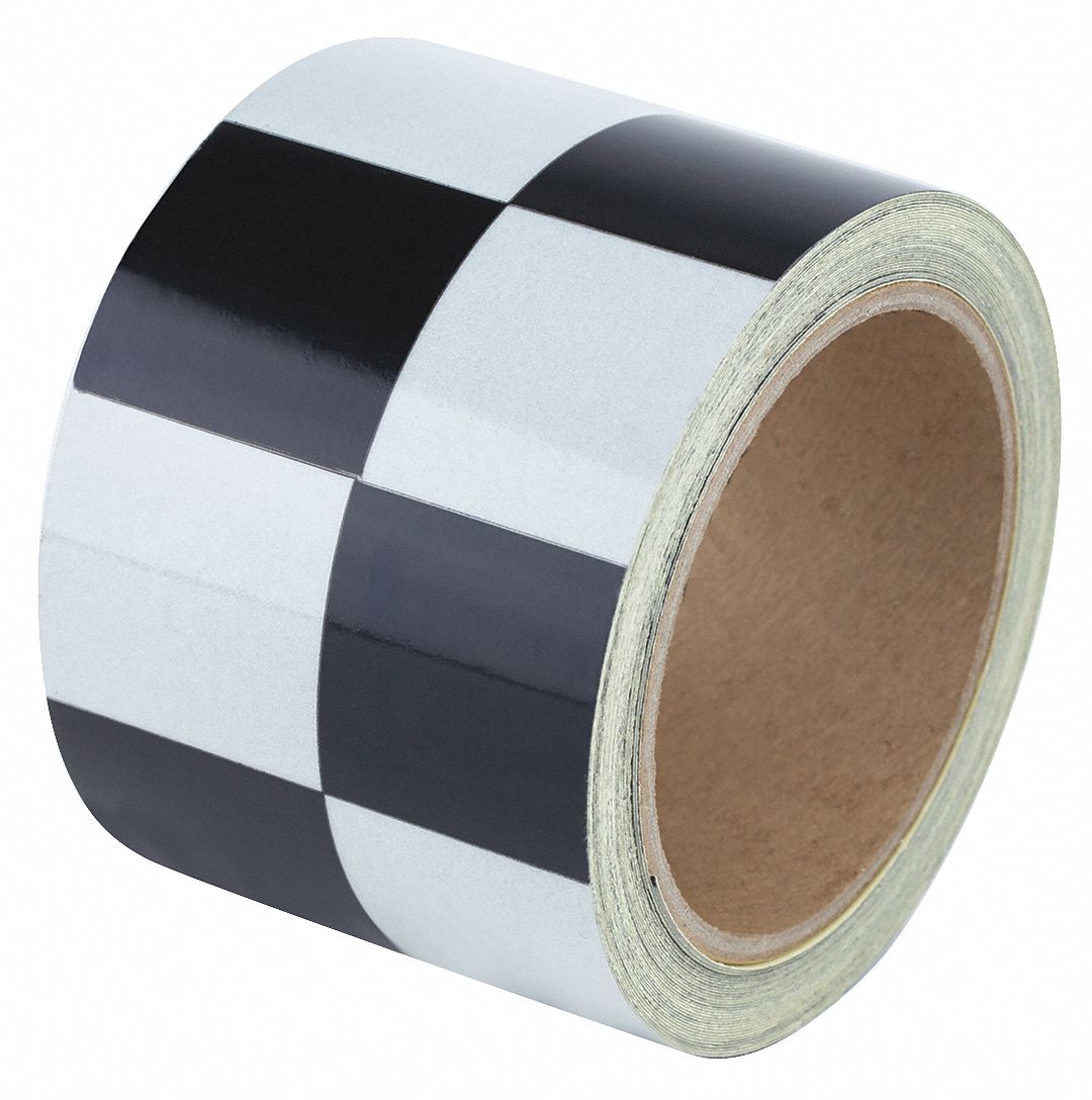 Reflective, Checkered, Floor Marking Tape - 452C45|ZRS3BW-CH - Grainger